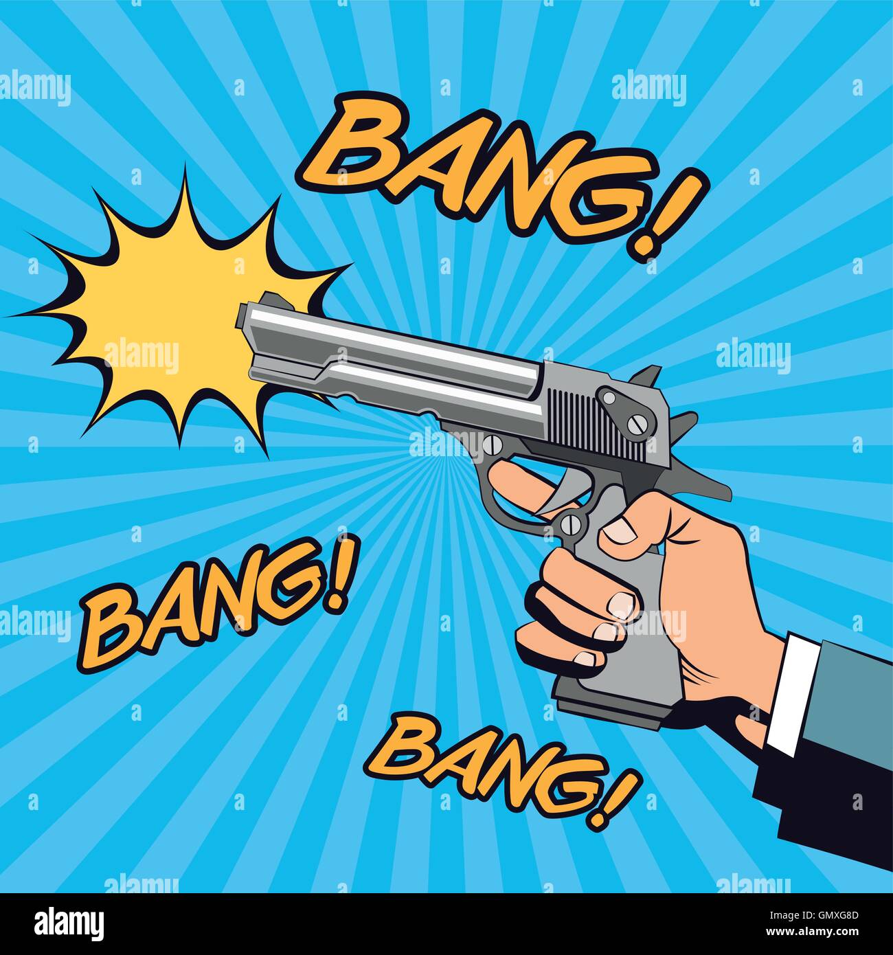 Pistole Revolver Knall Blase design Stock-Vektorgrafik - Alamy
