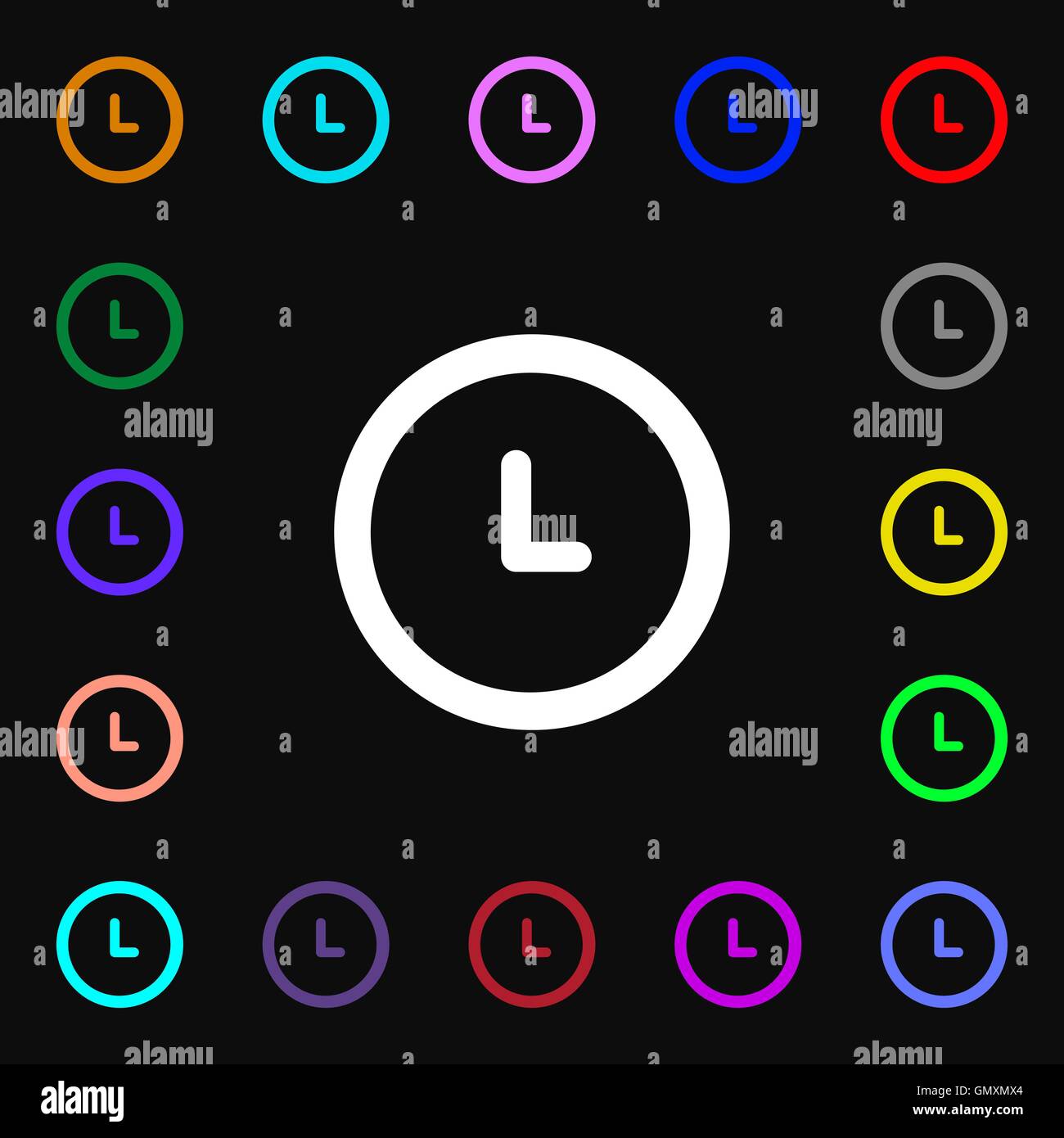 Uhr Symbol Zeichen. Viele bunte Symbole für Ihr Design. Vektor Stock ...