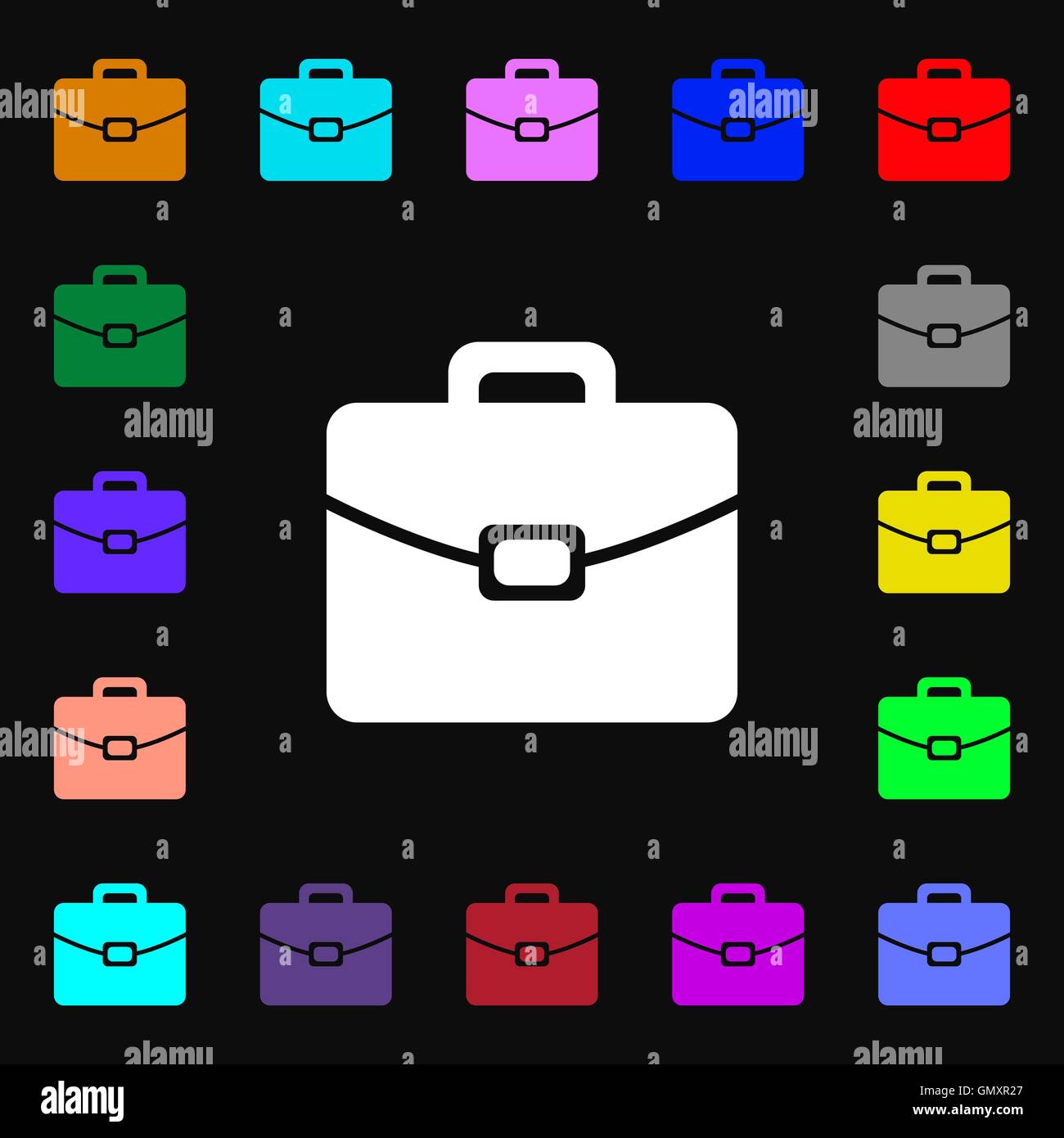 Koffer-Symbol Zeichen. Viele bunte Symbole für Ihr Design. Vektor Stock ...