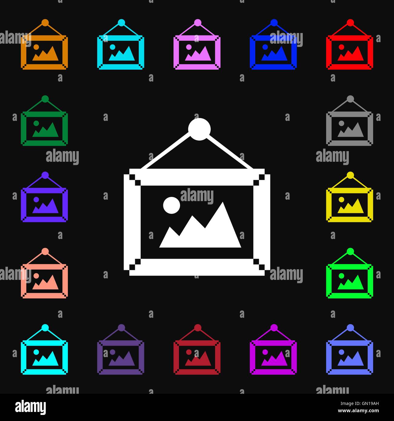 Bild-Symbol Zeichen. Viele bunte Symbole für Ihr Design. Vektor Stock ...