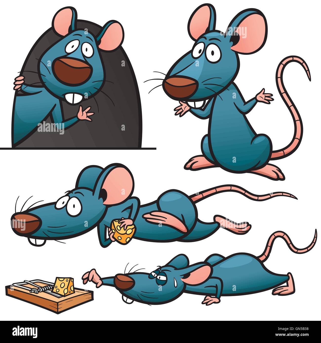 Vector Illustration von Cartoon Ratte Zeichensatz Stock-Vektorgrafik ...