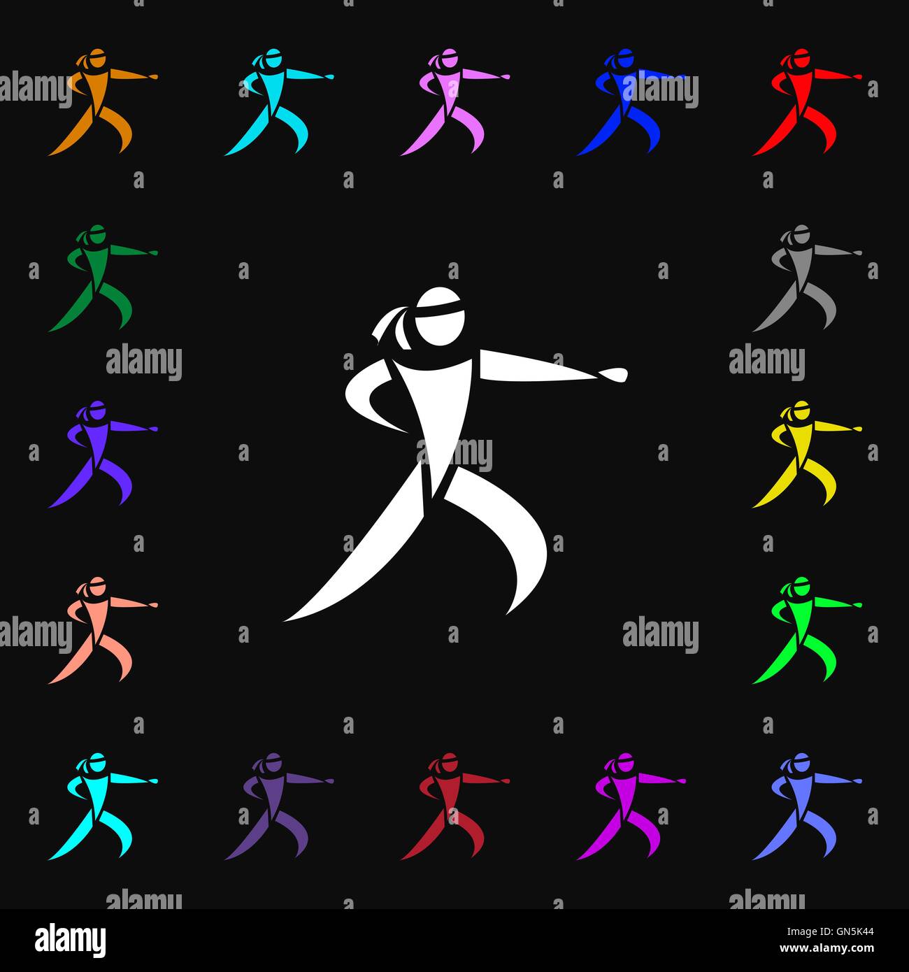 Karate kick Symbol Zeichen. Viele bunte Symbole für Ihr Design. Vektor ...