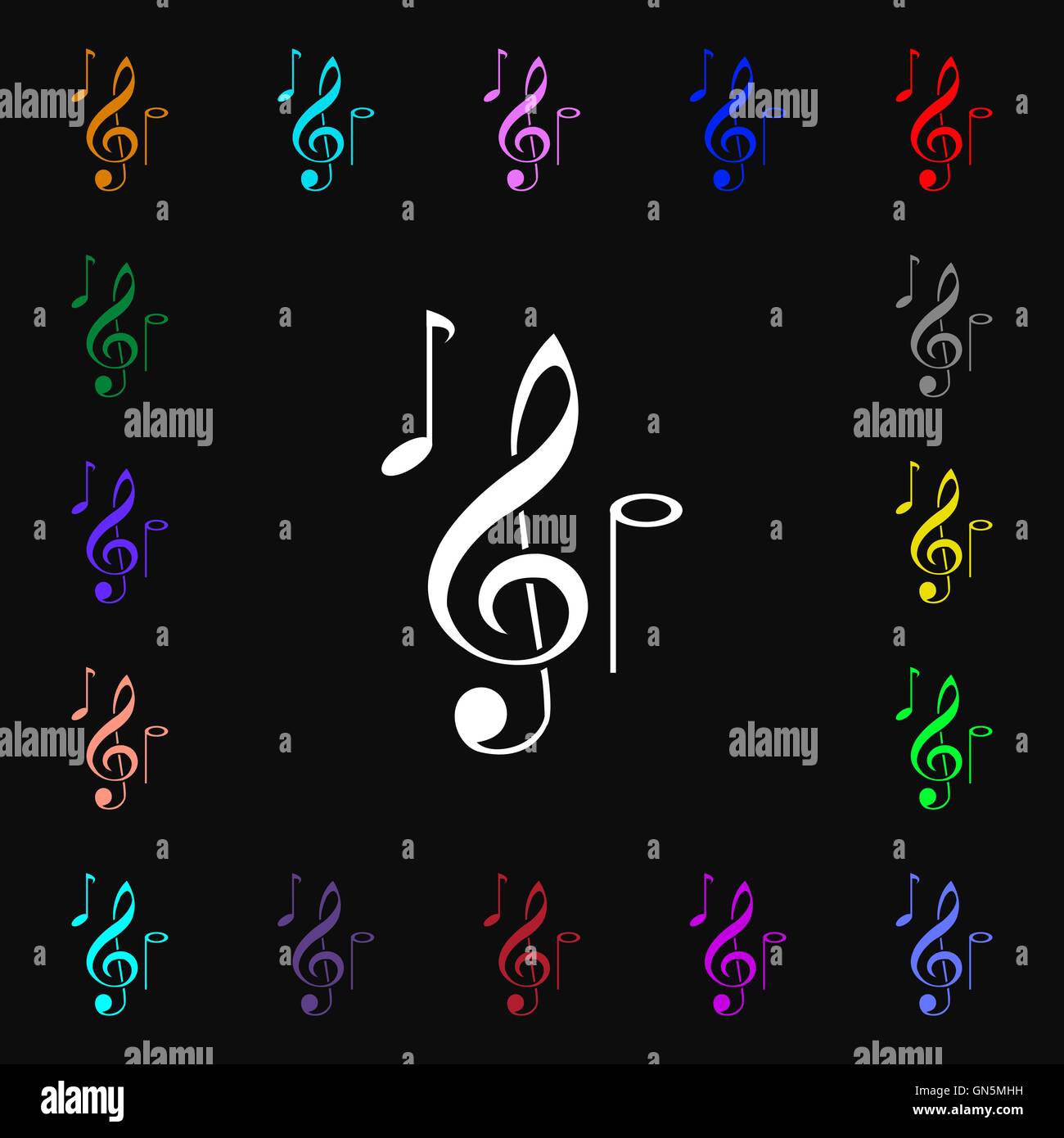 Noten-Symbol Zeichen. Viele bunte Symbole für Ihr Design. Vektor Stock ...