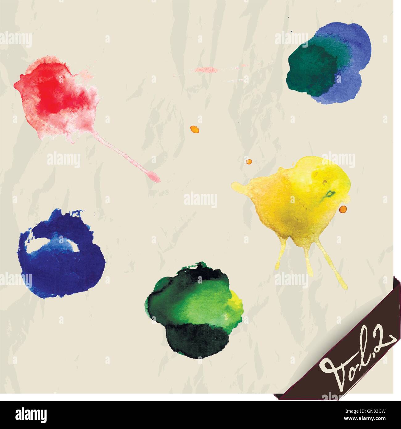 Hand gezeichnet Aquarell Spritzer Satz Stock-Vektorgrafik - Alamy