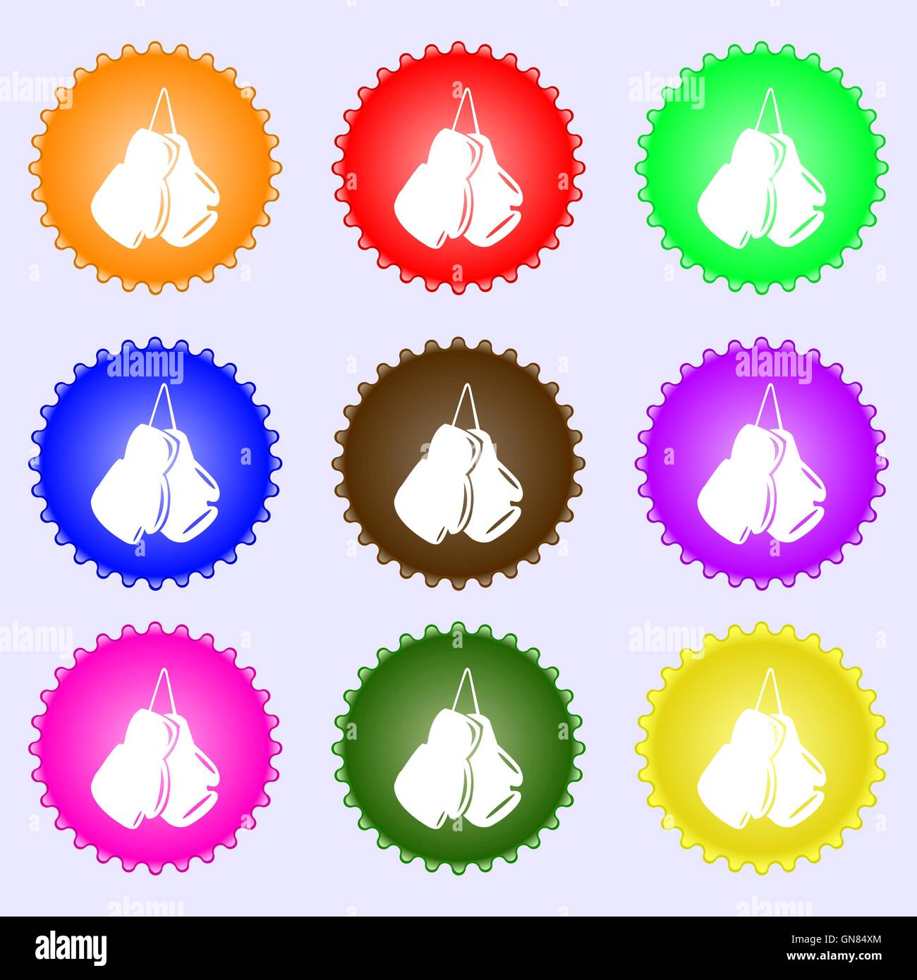 Boxhandschuhe-Symbol Zeichen. Große Reihe von bunten, vielfältigen und ...