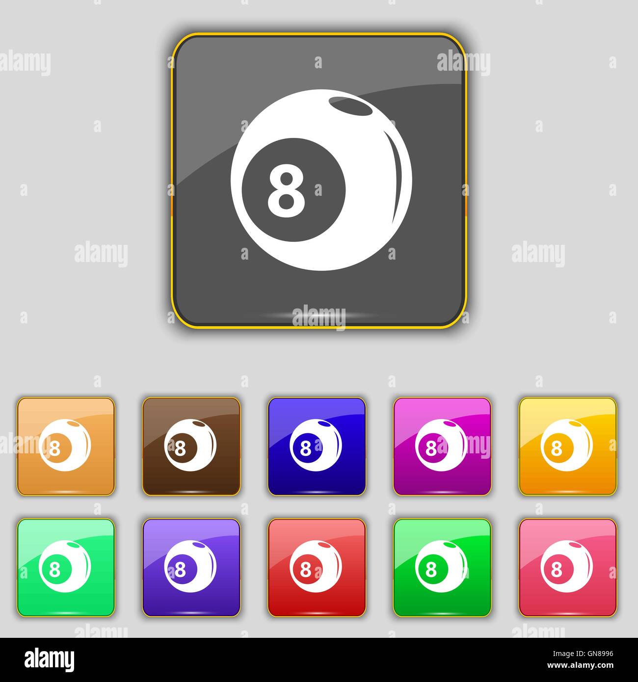 Billard-Symbol Zeichen. Set mit elf farbigen Buttons für Ihre Website ...