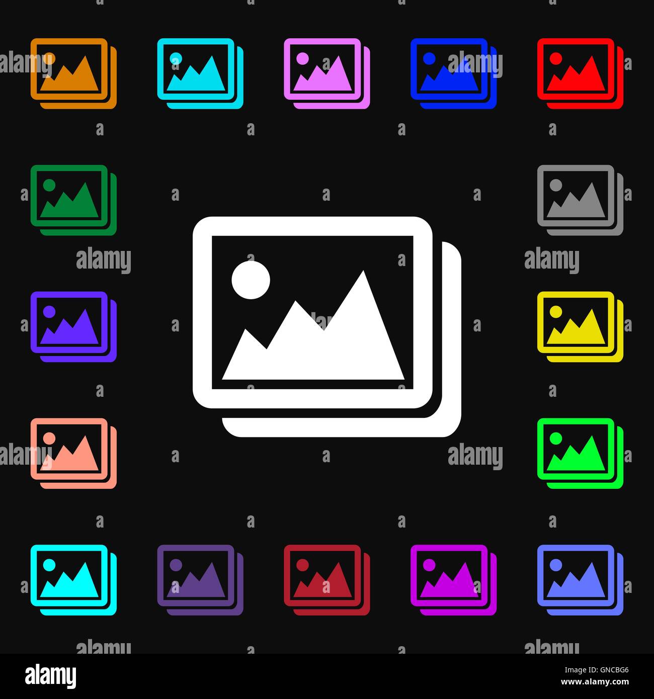 Bilder, Jpeg, Foto Symbol Zeichen. Viele bunte Symbole für Ihr Design ...