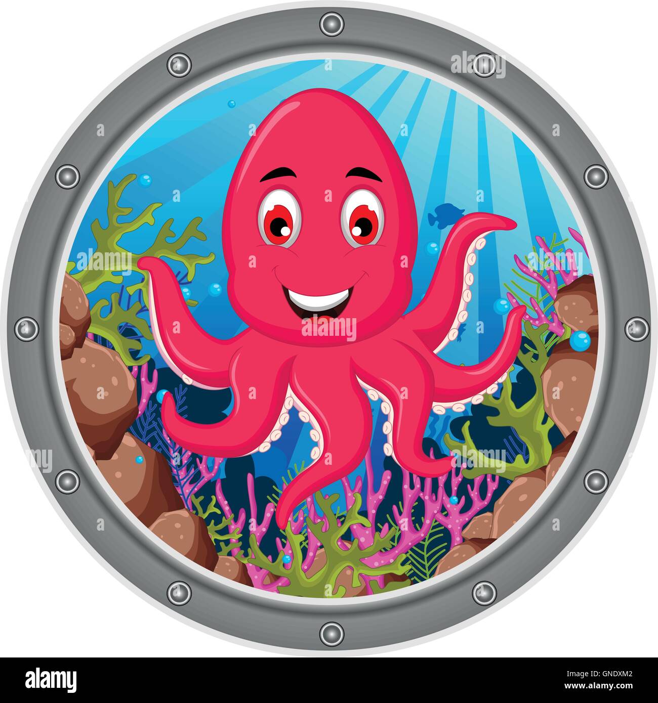 Cartoon octopus waving Stock-Vektorgrafiken kaufen - Alamy