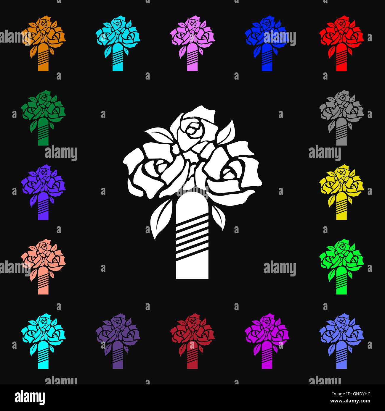 Hochzeit Bouquet Symbol Zeichen. Viele bunte Symbole für Ihr Design ...