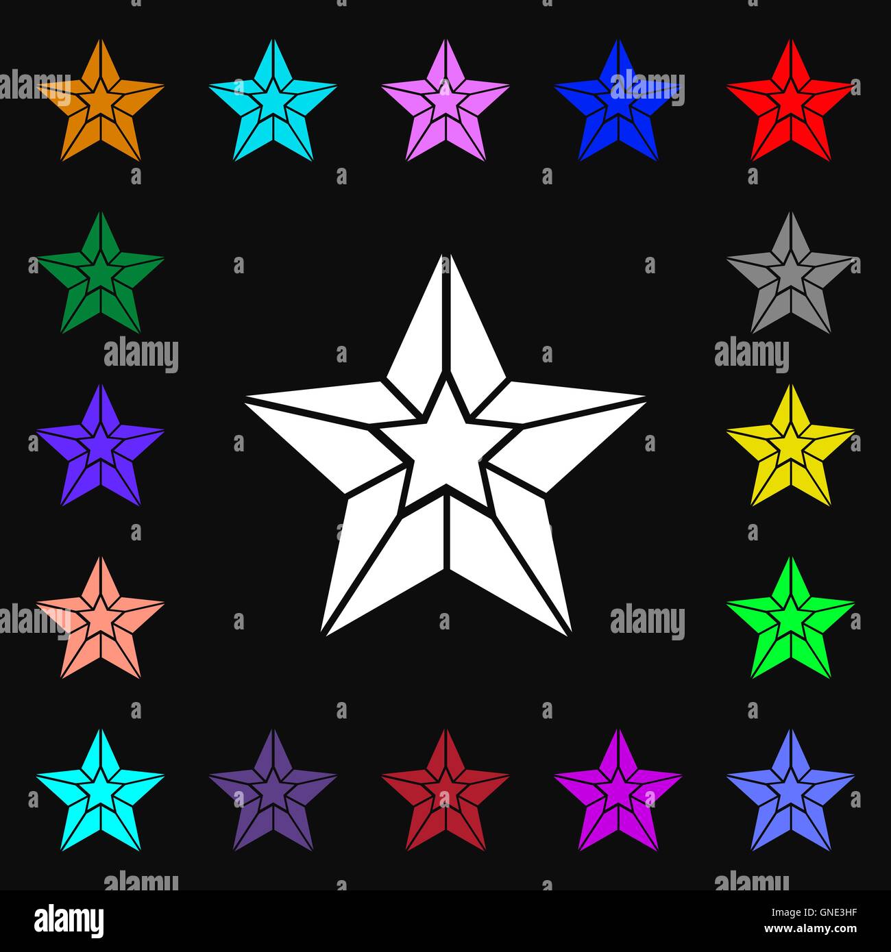 Stern-Symbol Zeichen. Viele bunte Symbole für Ihr Design. Vektor Stock ...