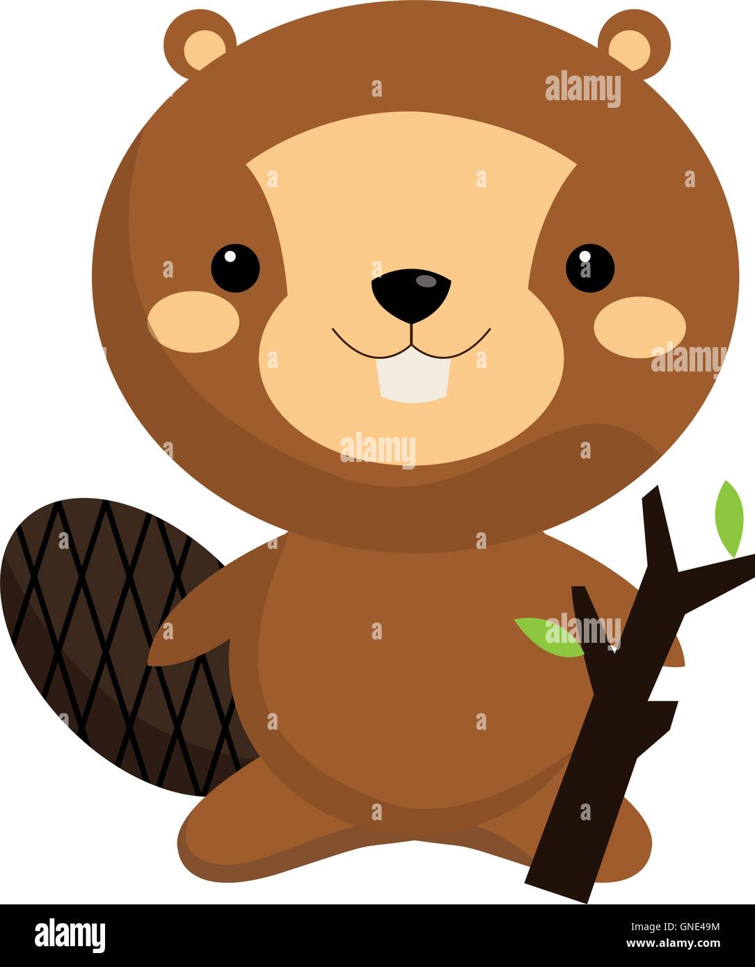 niedlichen Biber Cartoon Ikone Stock-Vektorgrafik - Alamy