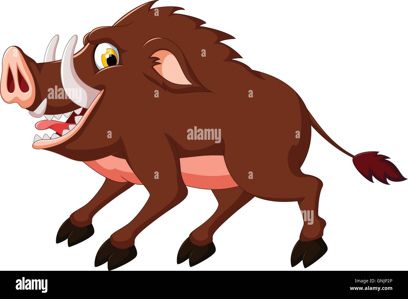 Wütender Wildschwein Cartoon Ein Glücklich Cartoon Wildschwein Fuß