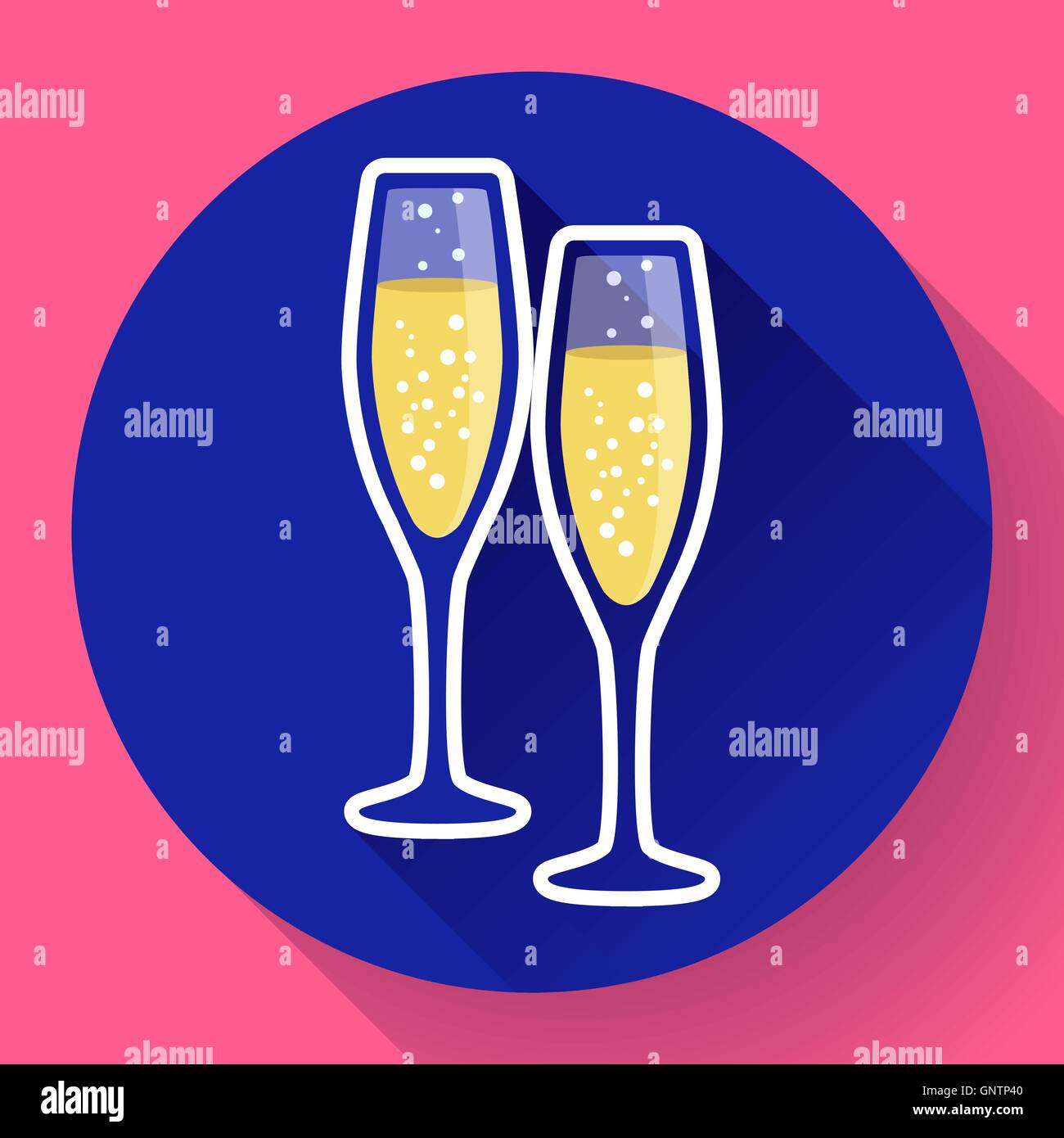 Zwei Gläser Champagner flach Symbol - Feier-symbol Stock-Vektorgrafik ...