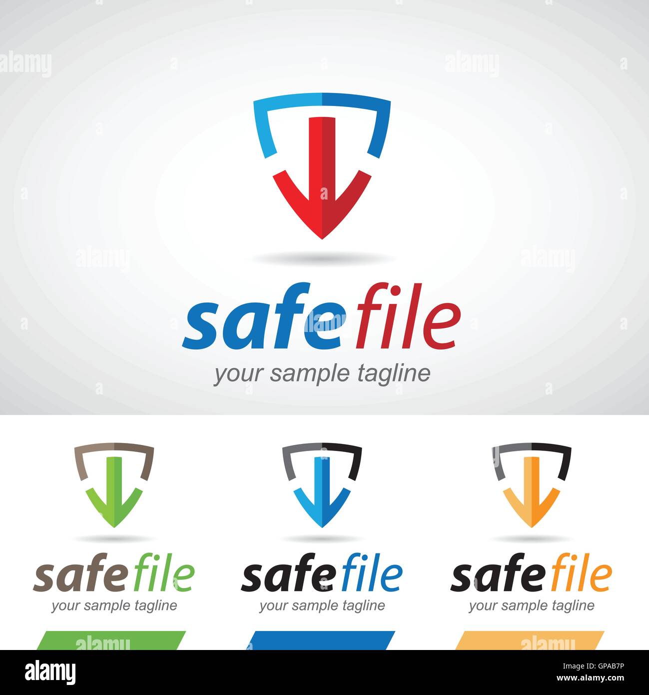 Pfeil und Schild sicheren Download Logo Symbol Vektor-Illustration ...