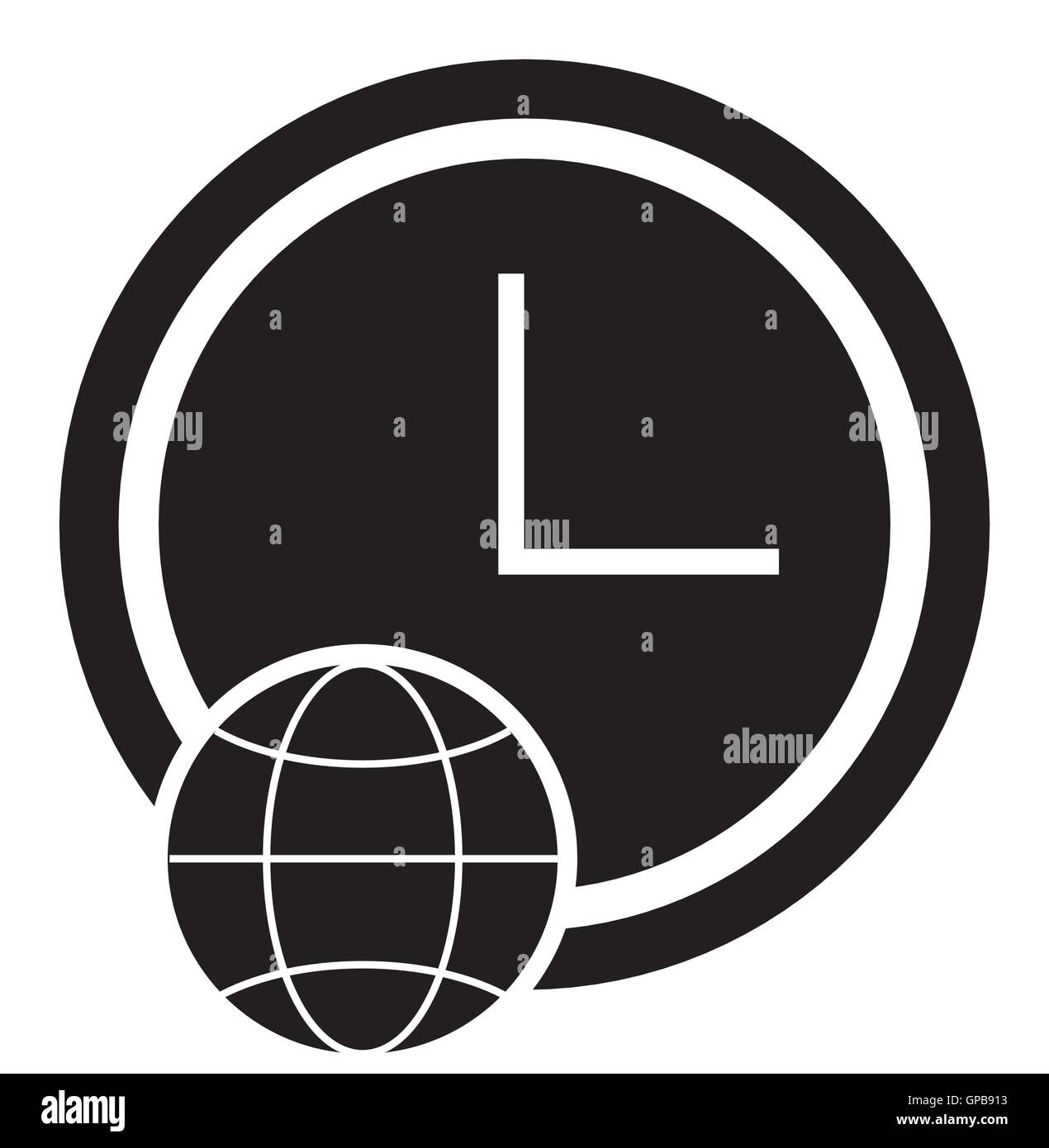 Erde Globus Diagramm mit Uhr Stock-Vektorgrafik - Alamy
