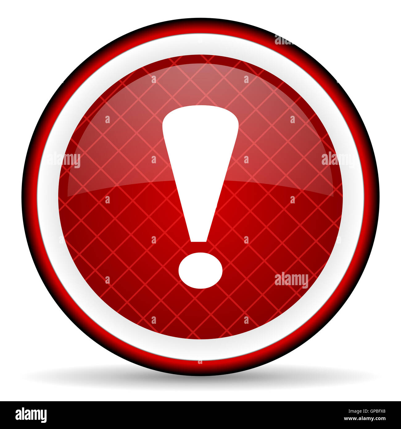 glänzende Ausrufezeichen Zeichen rot auf weißem Hintergrund ...