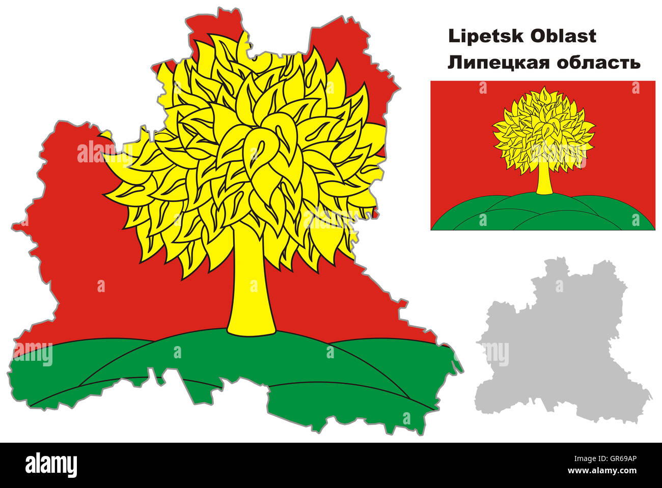 Der Umriß des Oblast Lipezk mit Flagge. Regionen der Russischen ...