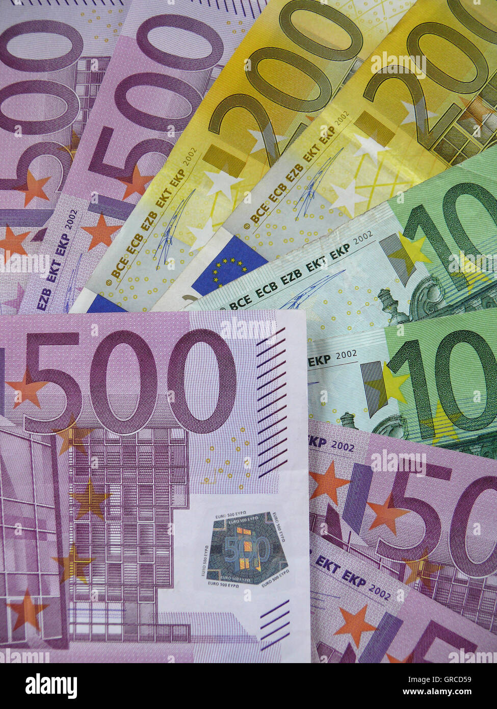 Viel Geld, 500, 200 und 100 Euro-Banknoten Stockfotografie - Alamy