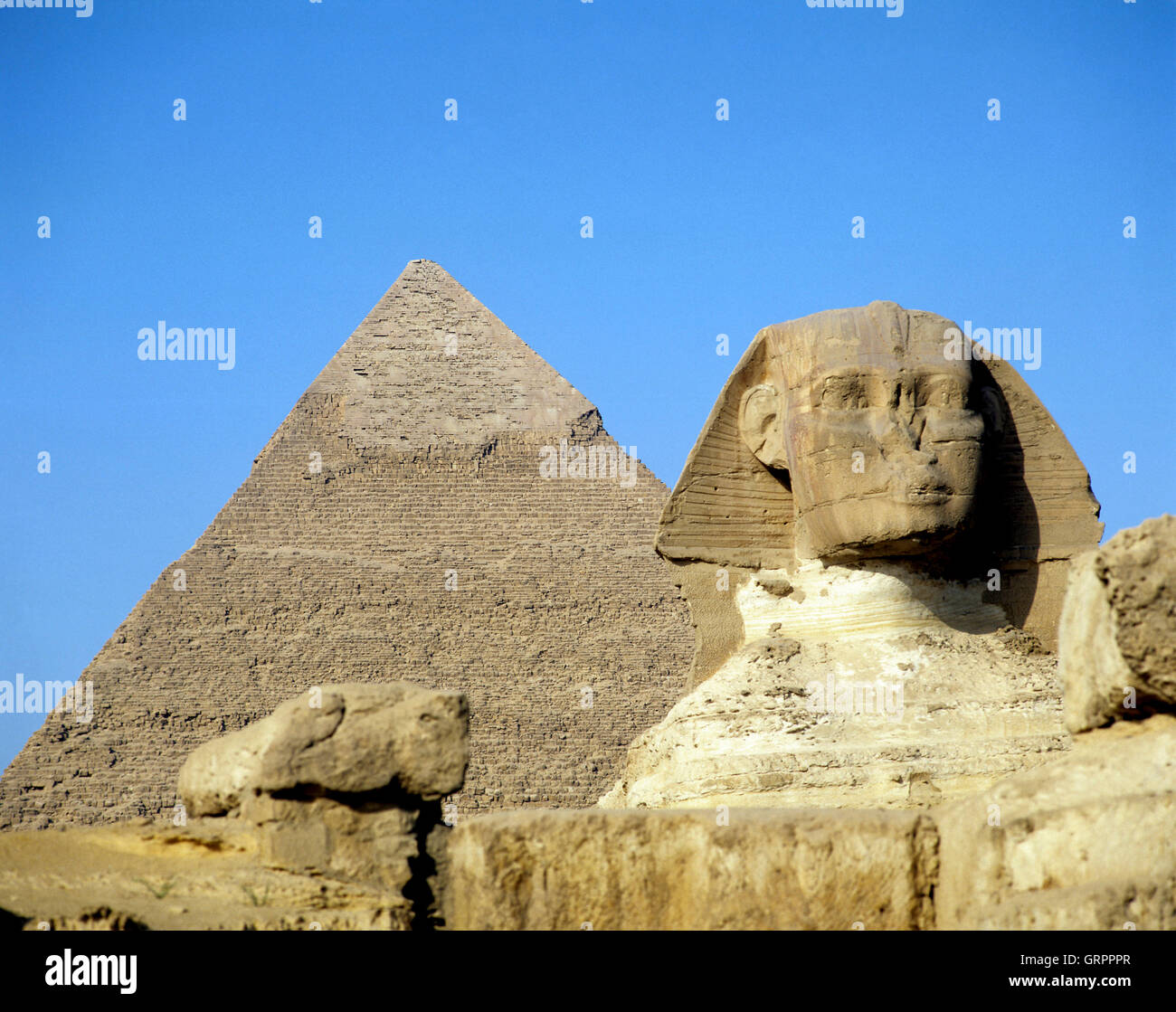 Die Sphinx & Pyramide des Cheops, Giza, Ägypten Stockfotografie - Alamy