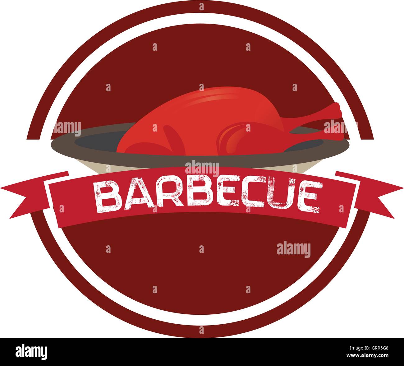 Isolierte Label mit ein gebratenes Huhn, Vektor-illustration Stock ...