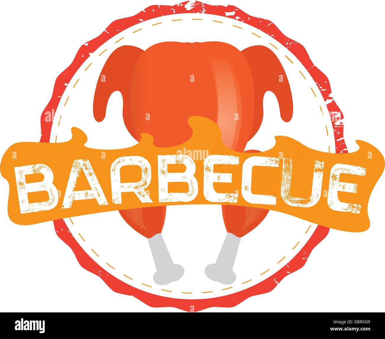 Isolierte Label mit ein gebratenes Huhn, Vektor-illustration Stock ...