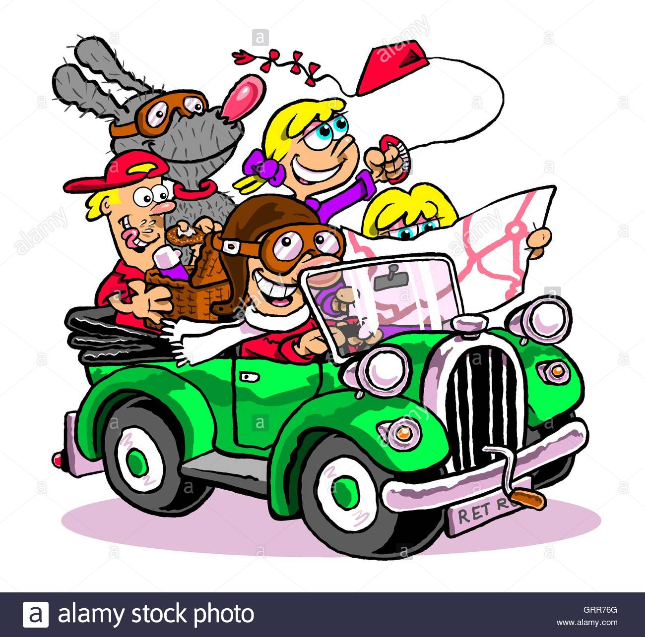Cartoon Caricature Family Road Trip Stockfotos & Cartoon Caricature ...