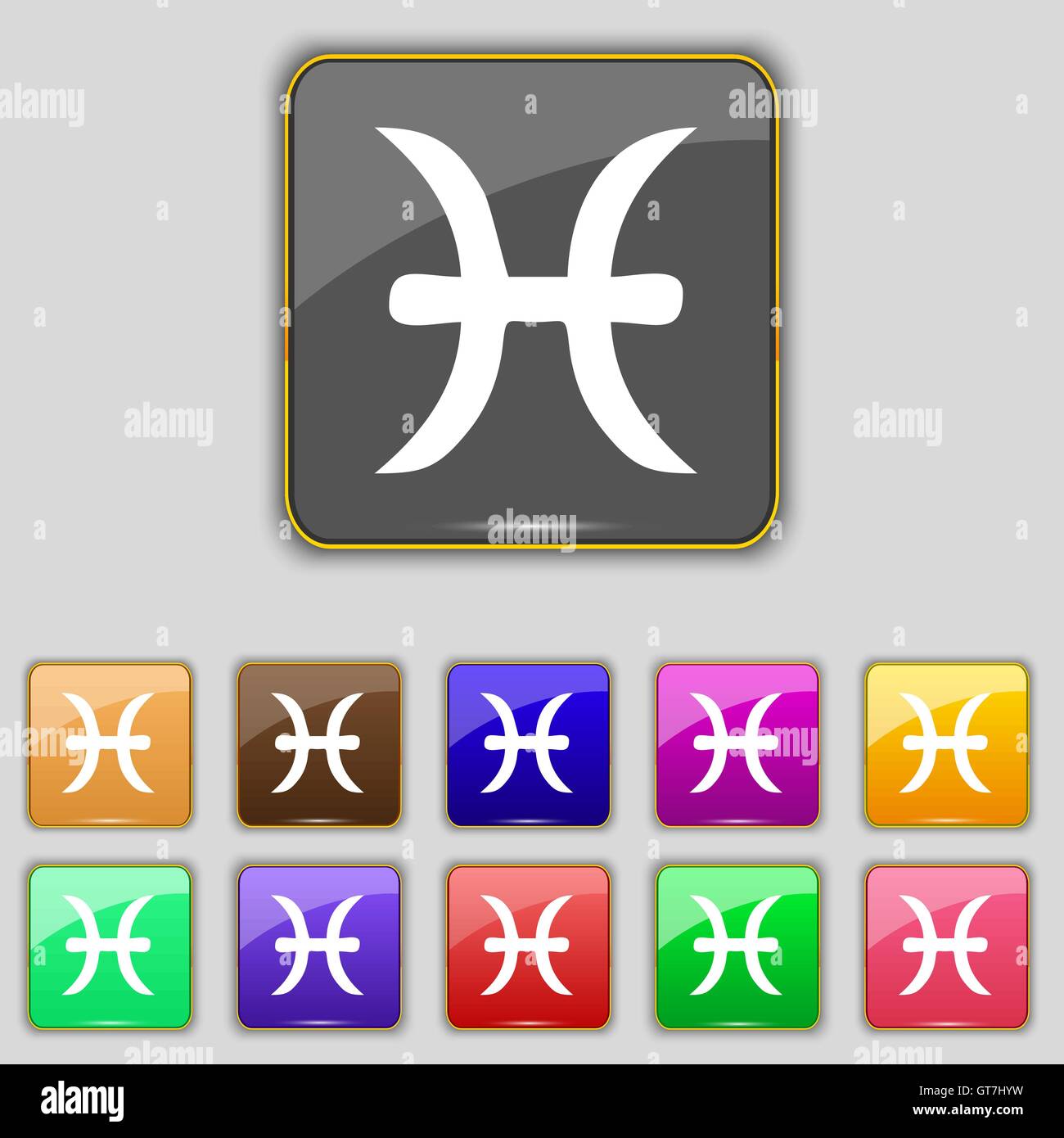 Fische Sternzeichen Zeichen Symbol. Set mit elf farbigen Buttons für ...