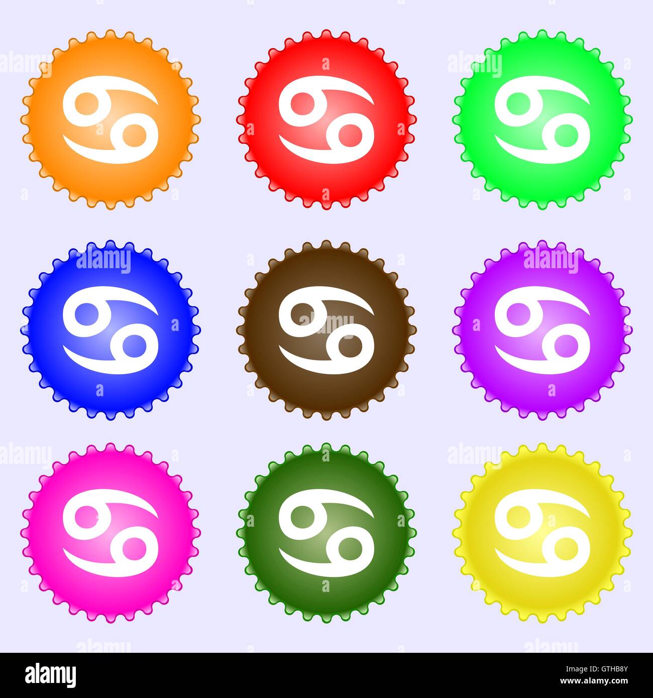 Sternzeichen Krebs Symbol Zeichen. Große Reihe von bunten, vielfältigen ...