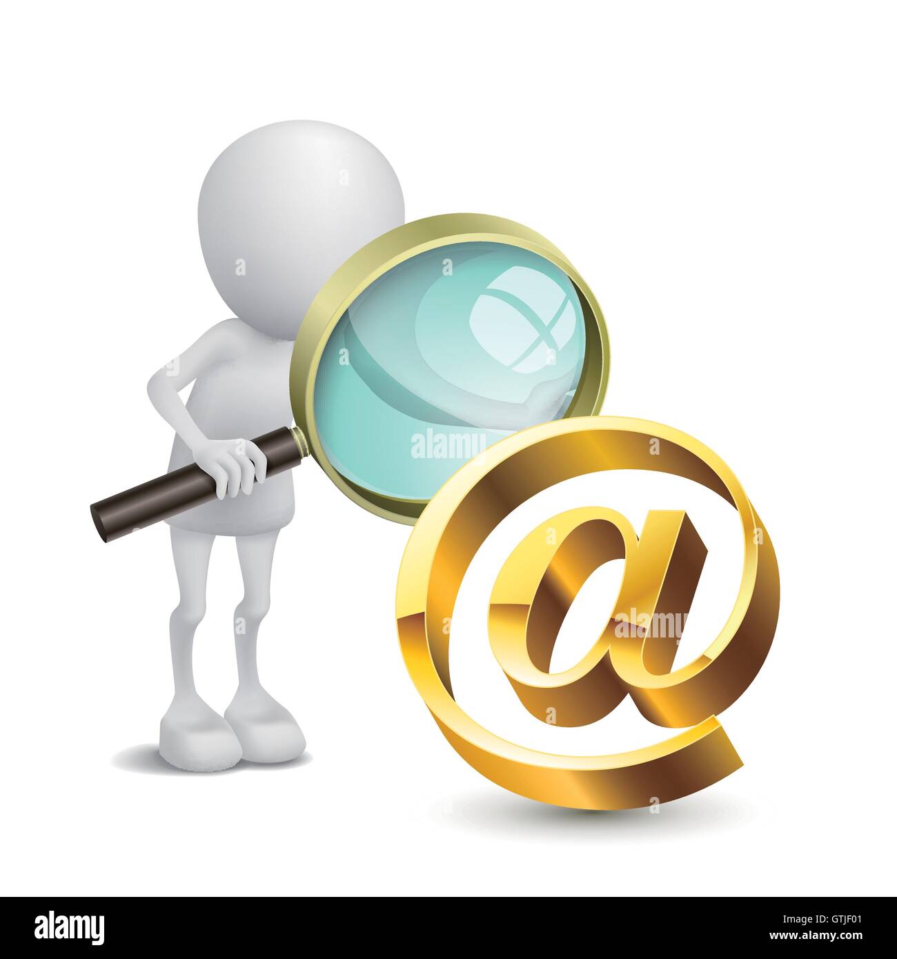 3D Person eine Netto-Symbol mit der Lupe beobachten Stock-Vektorgrafik ...