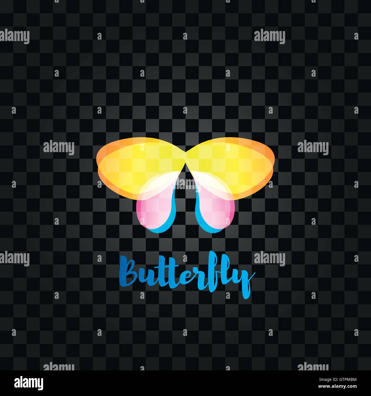 Isolierte gelb und rosa Schmetterling Vektor-Logo. Insekten-Logo ...