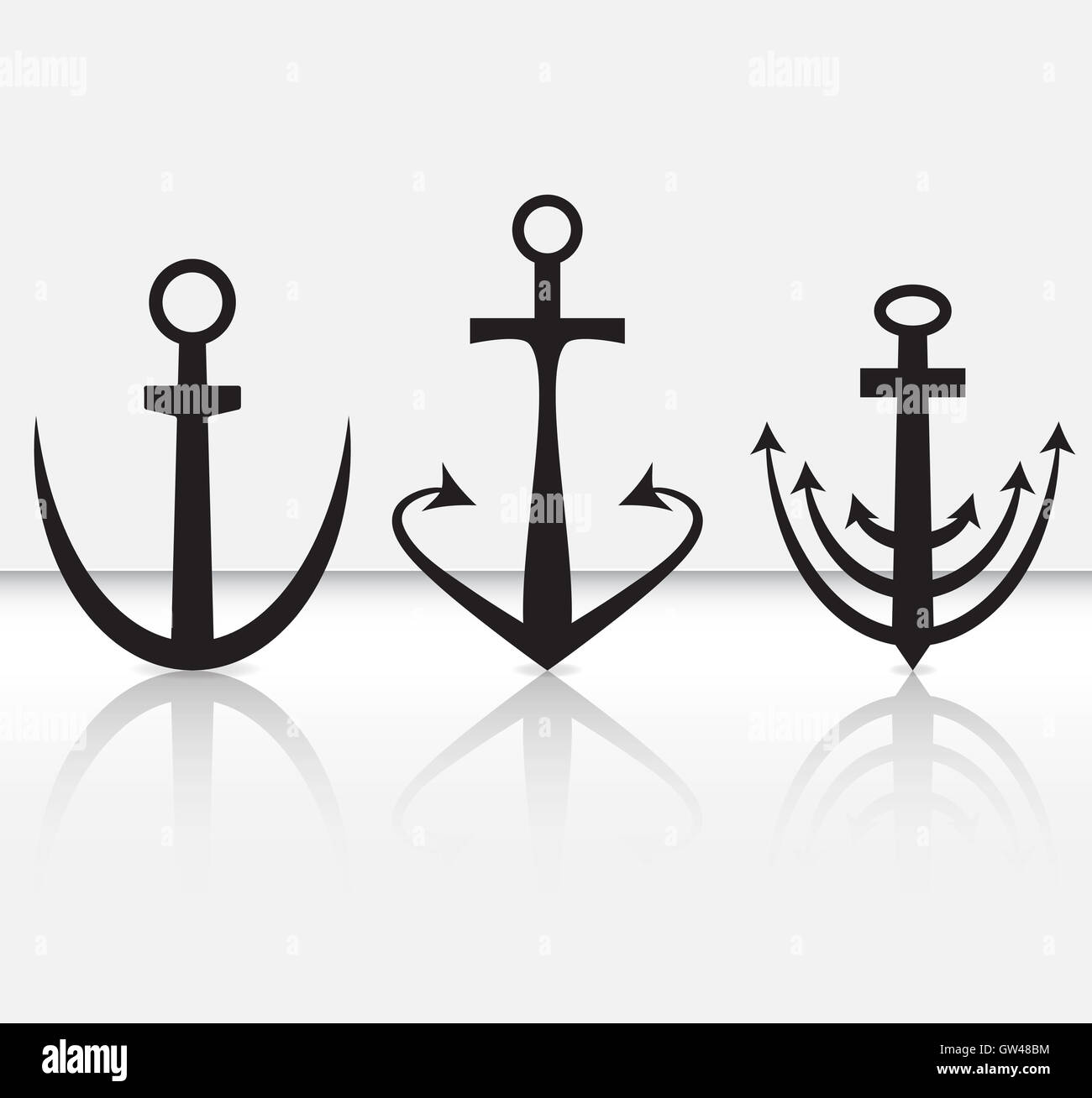 Satz von Anker. Schiff Anker für Boot, Vintage Anker, Vektor ...