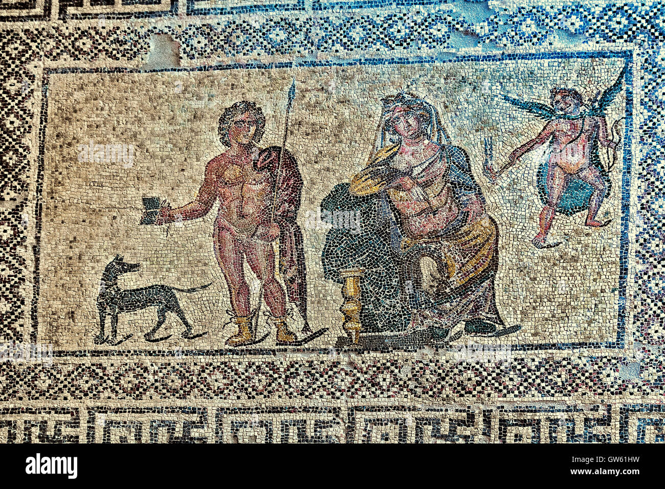 Phaedra und Hippolytos Mosaik Paphos Zypern Stockfotografie - Alamy