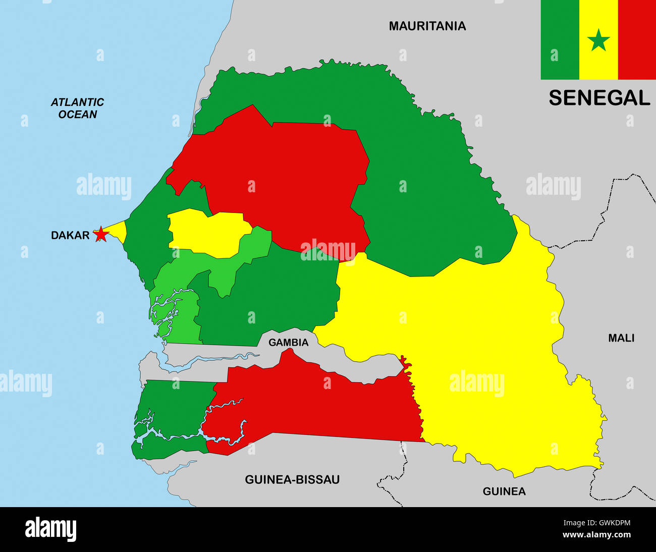 Karte von Senegal Stockfotografie - Alamy