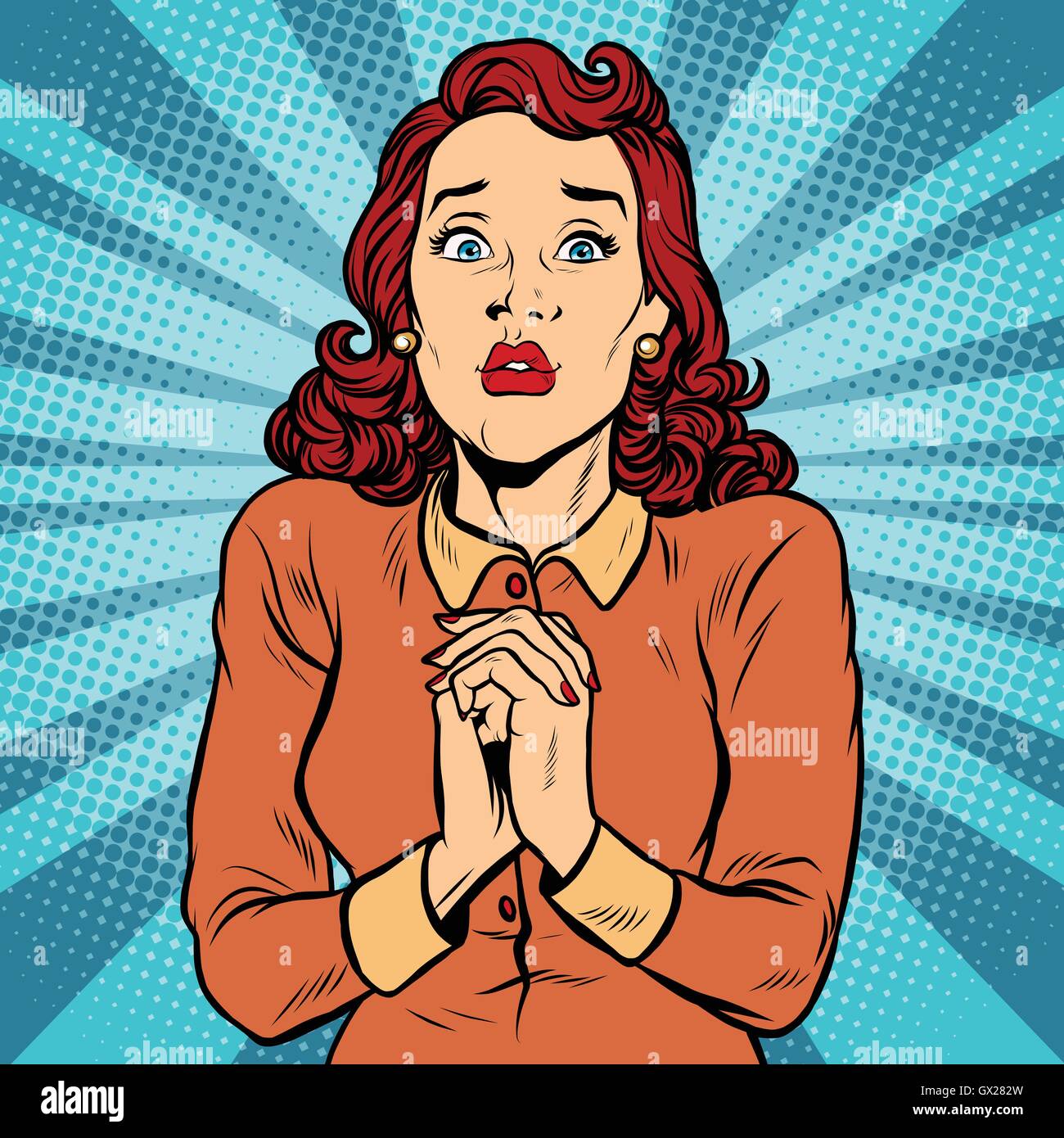 Comic cartoon pop art ängstliche frau -Fotos und -Bildmaterial in hoher ...