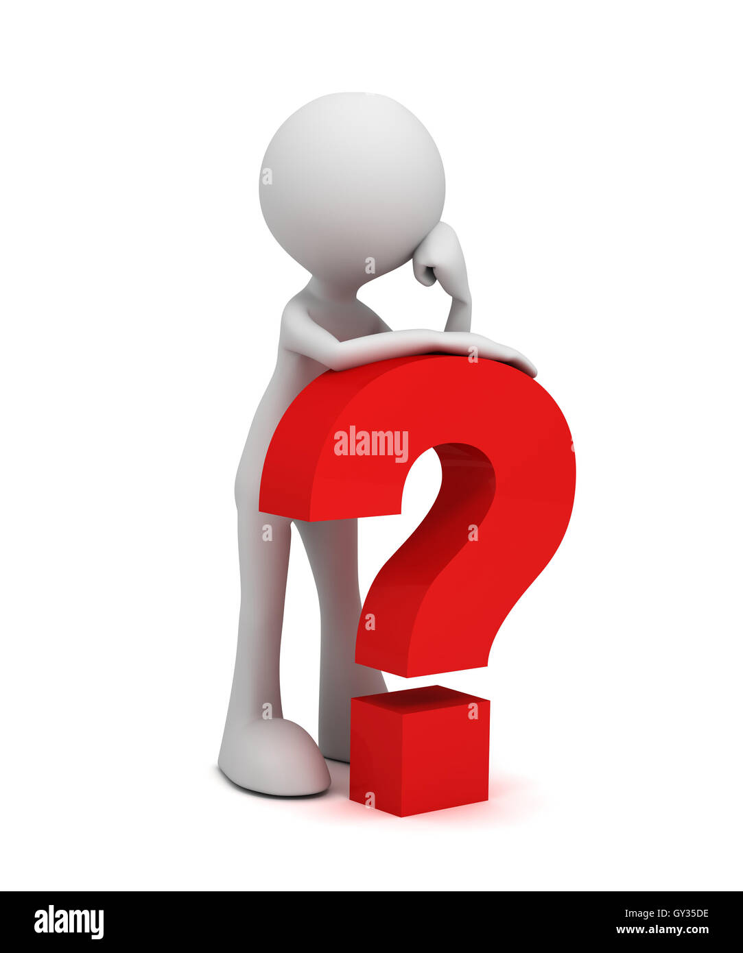 Fragezeichen und Mann 3d illustration Stockfotografie - Alamy