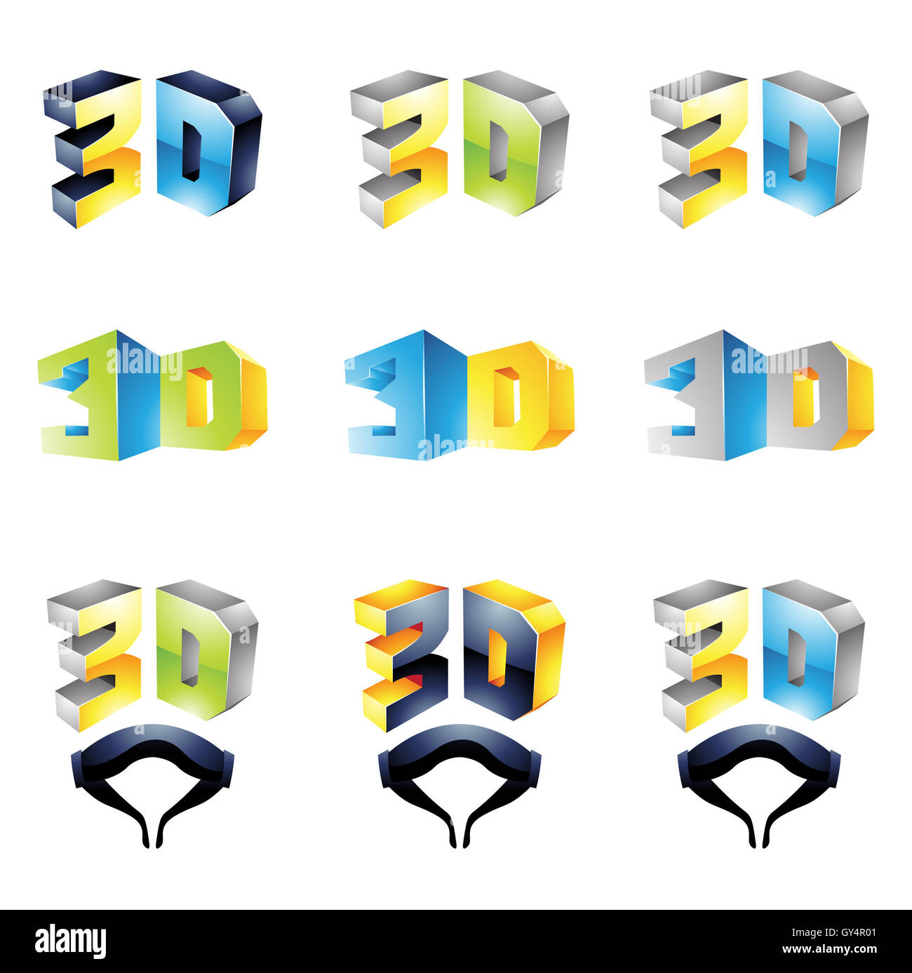 3D Anzeige Erfahrung Logos isoliert auf weißem Hintergrund ...