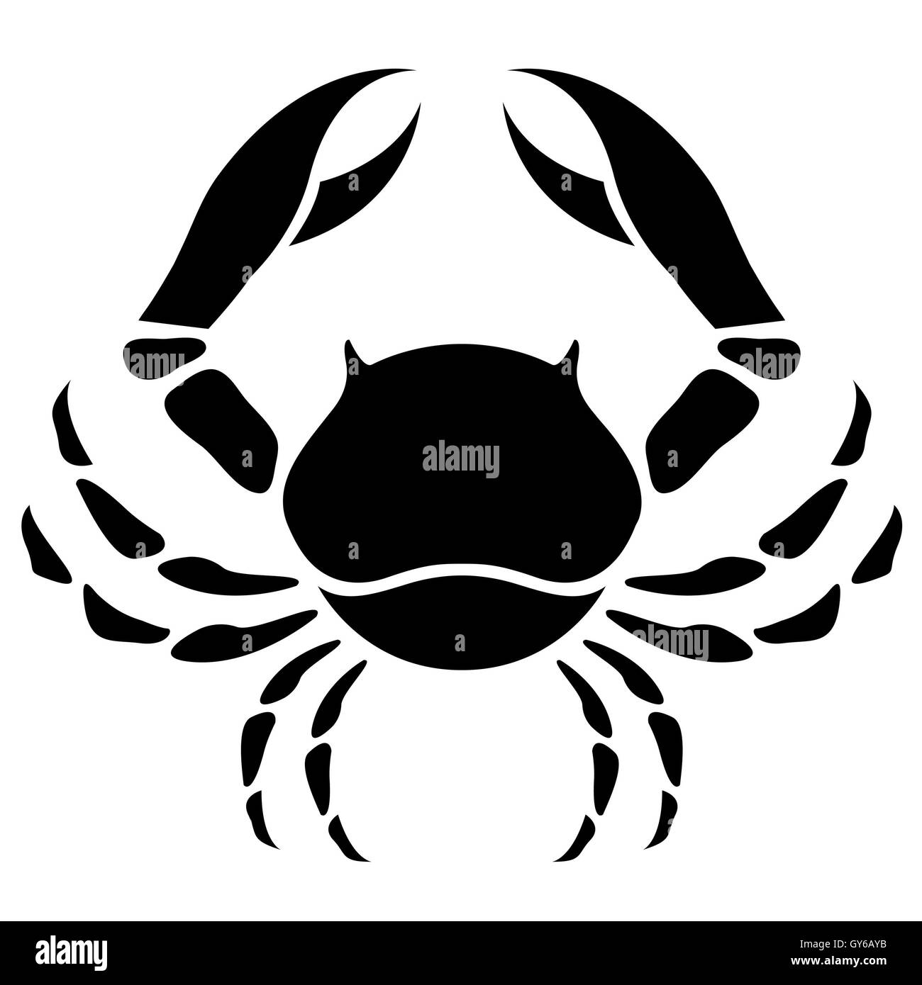 Illustration der Black Star Sternzeichen Krebs isoliert auf weißem Hintergrund Stockfotografie ...