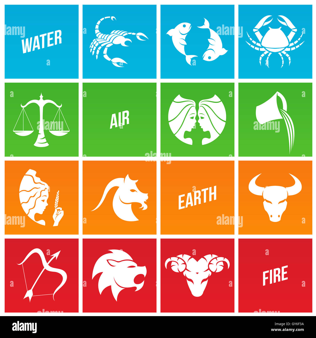Vektor-Illustration von Zodiac Sternzeichen Stockfotografie - Alamy
