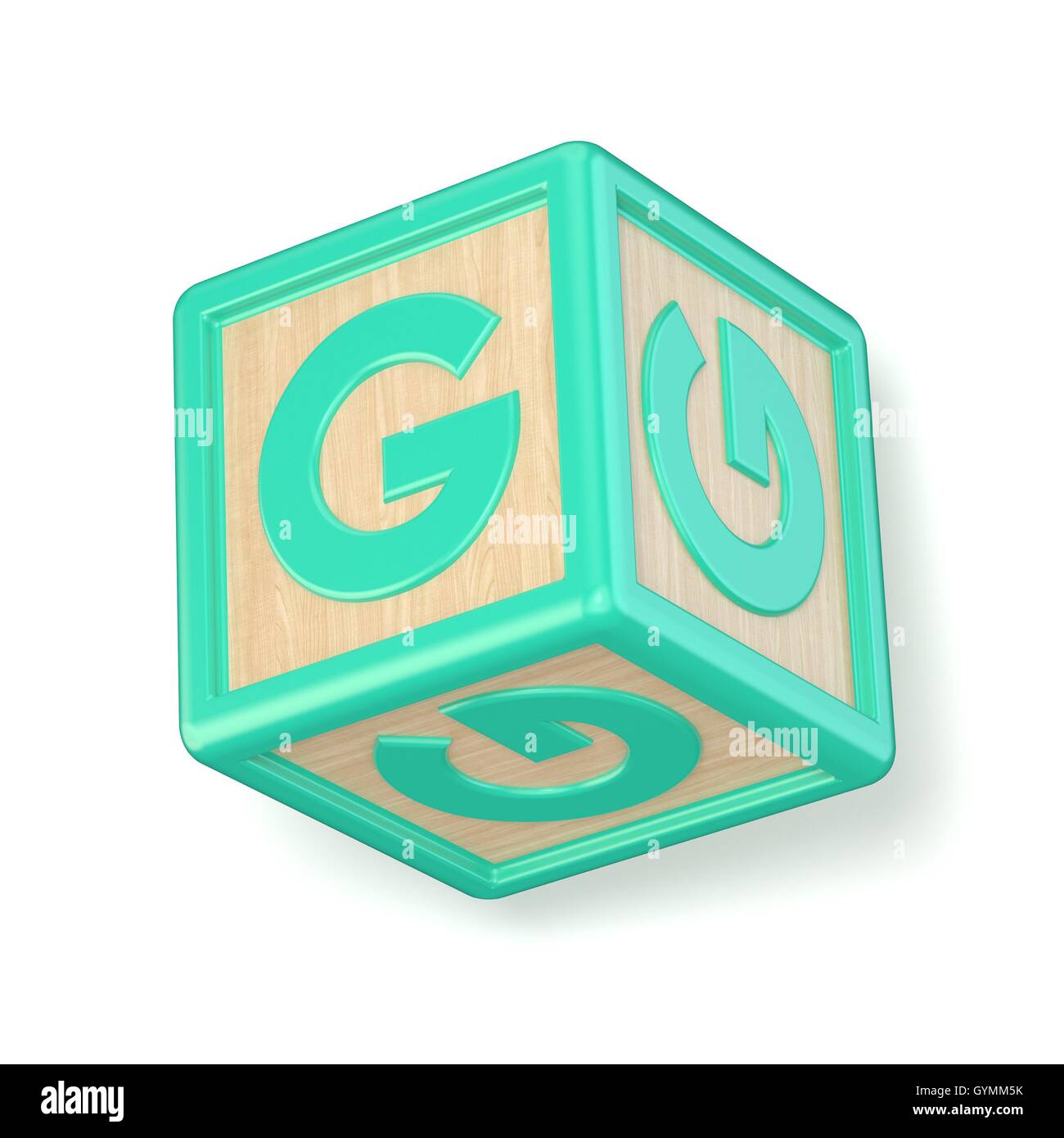 Buchstabe G hölzerne Alphabet Blöcke Schriftart gedreht. 3D-Render ...