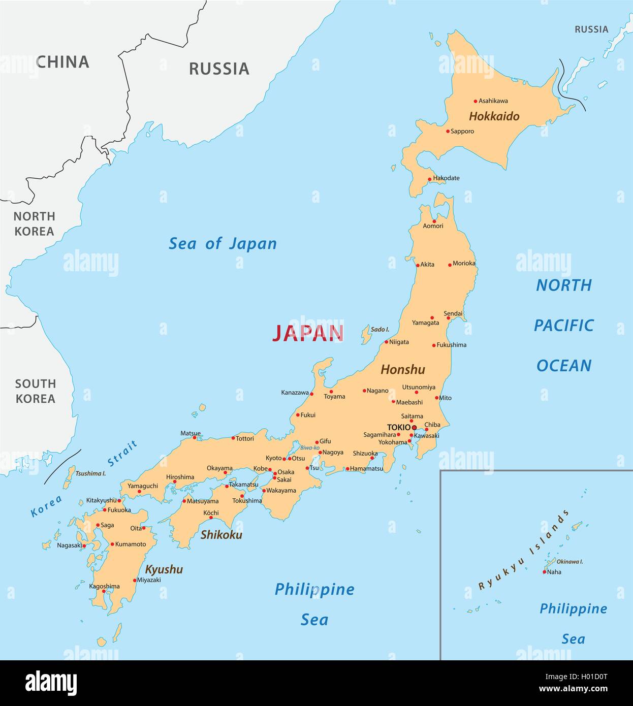 Map of japan -Fotos und -Bildmaterial in hoher Auflösung – Alamy