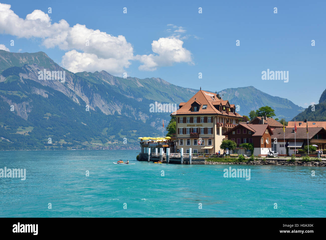 Beach Hotel mit Badesteg, Interlaken, Brienzersee, Kanton Bern, Schweiz ...