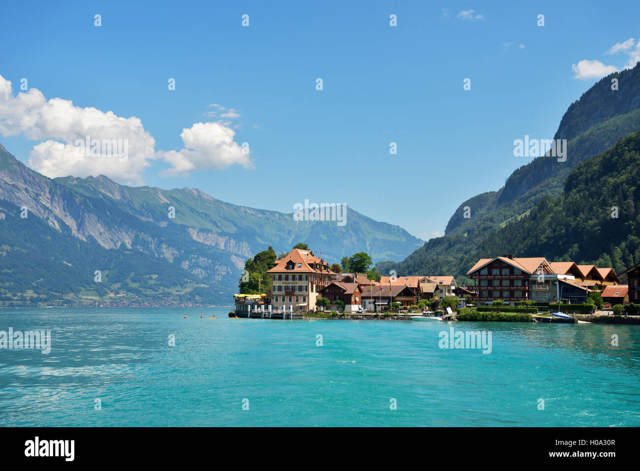 Beach Hotel mit Badesteg, Interlaken, Brienzersee, Kanton Bern, Schweiz ...
