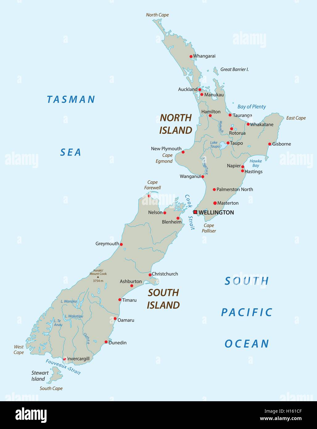 Karte des landes neuseeland -Fotos und -Bildmaterial in hoher Auflösung ...