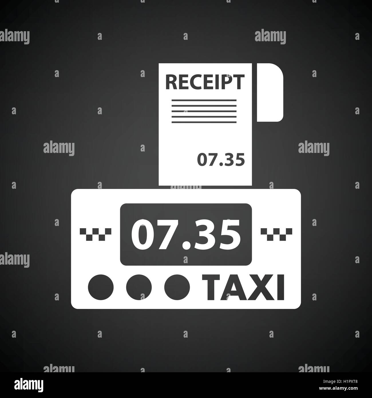 Taxameter mit Eingangs-Symbol. Schwarzer Hintergrund mit weißen. Vektor ...