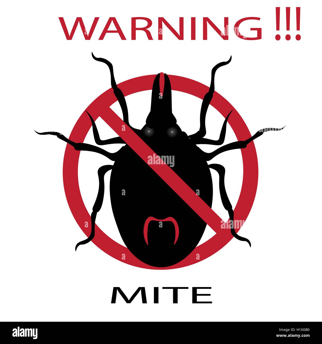 Parasit-Warnzeichen-Symbol. Milbe Spinne. Rote Milbe. Hausstaubmilben ...