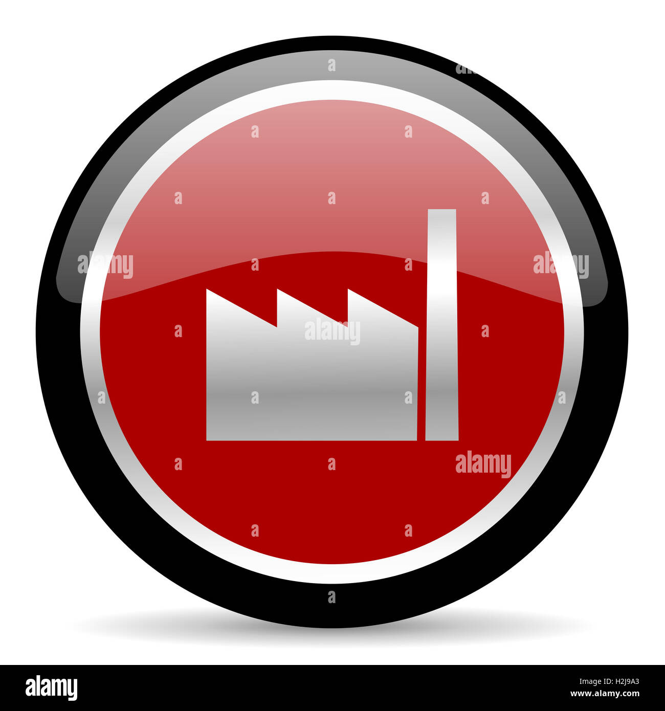 Industrial building factory icon red -Fotos und -Bildmaterial in hoher ...