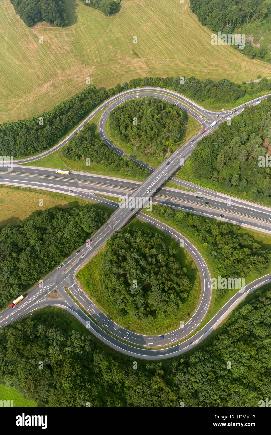 Luftbild, Autobahn-Abfahrt über Zahnspangen A43, Luftbild von ...