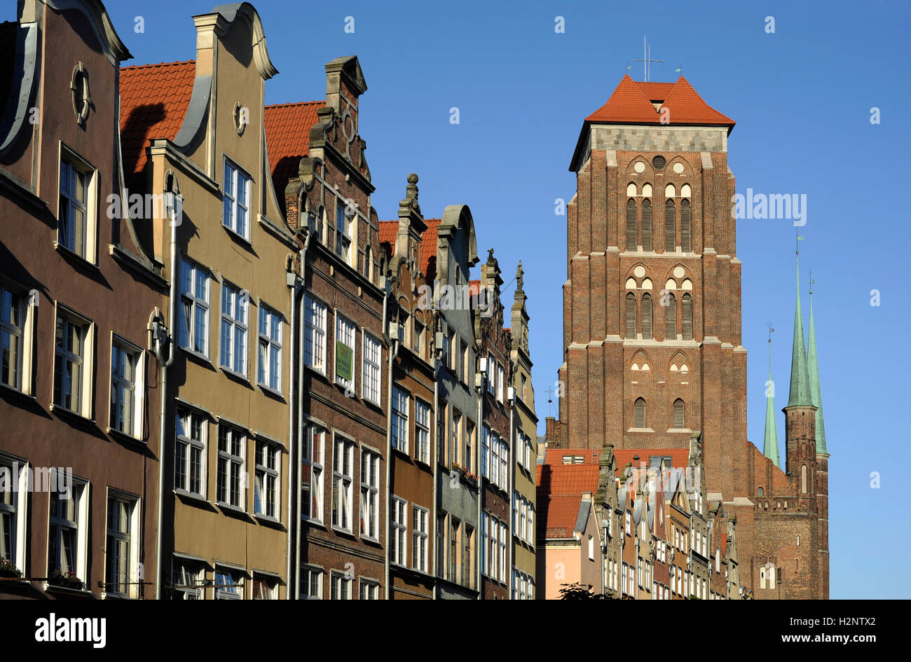 Polen. Danzig. St. Marienkirche (Bazylika Mariacka) 1343-1502. Turm mit einer Galerie gekrönt ...