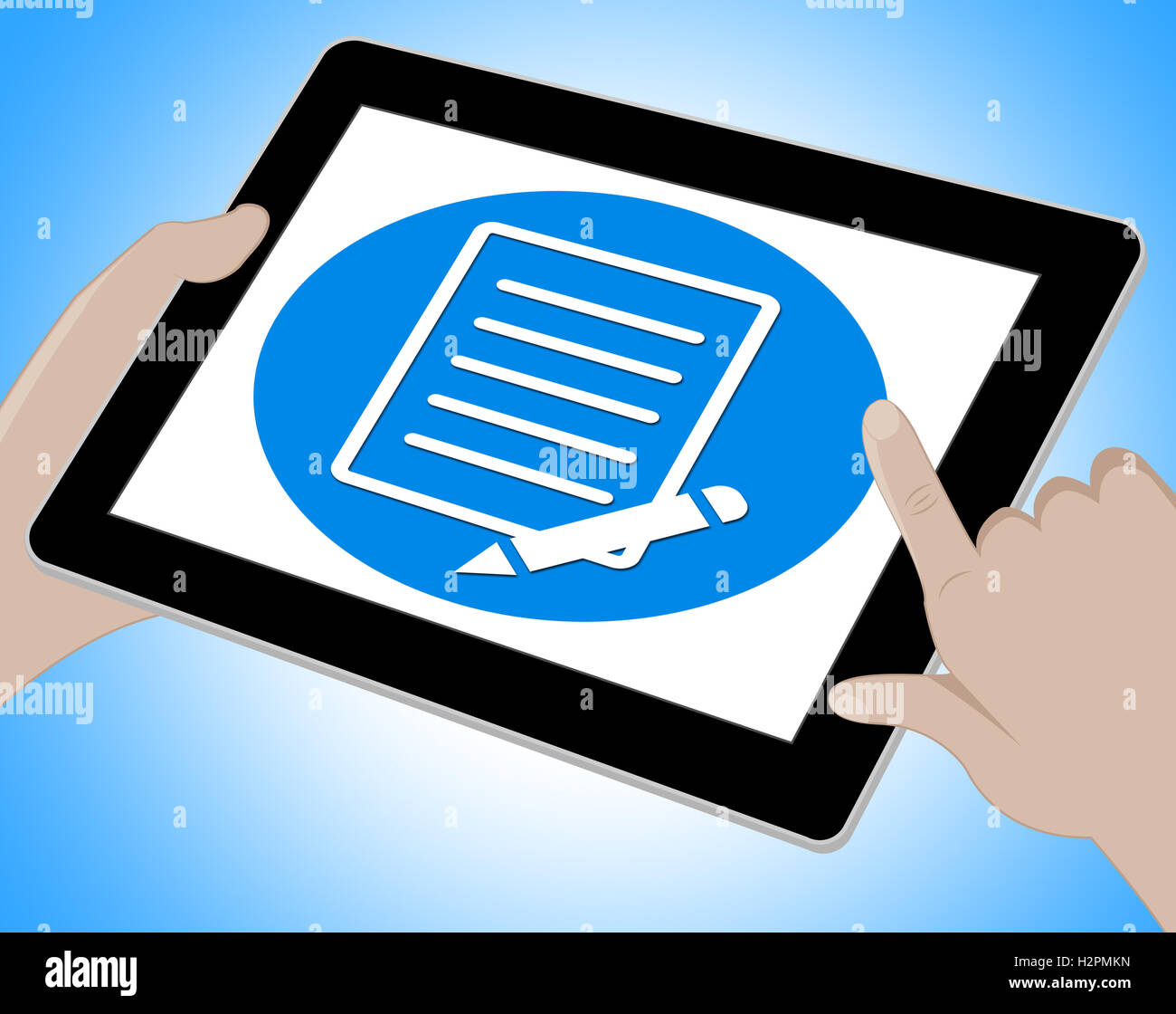 Noten-Symbol auf Tablet zeigt Aufgaben Liste 3d Illustration ...