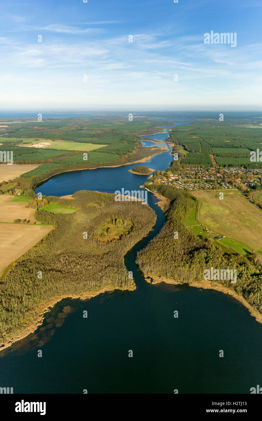 Luftbild, Kanal zwischen Mirower See und Granzower Moschen, Mirow ...